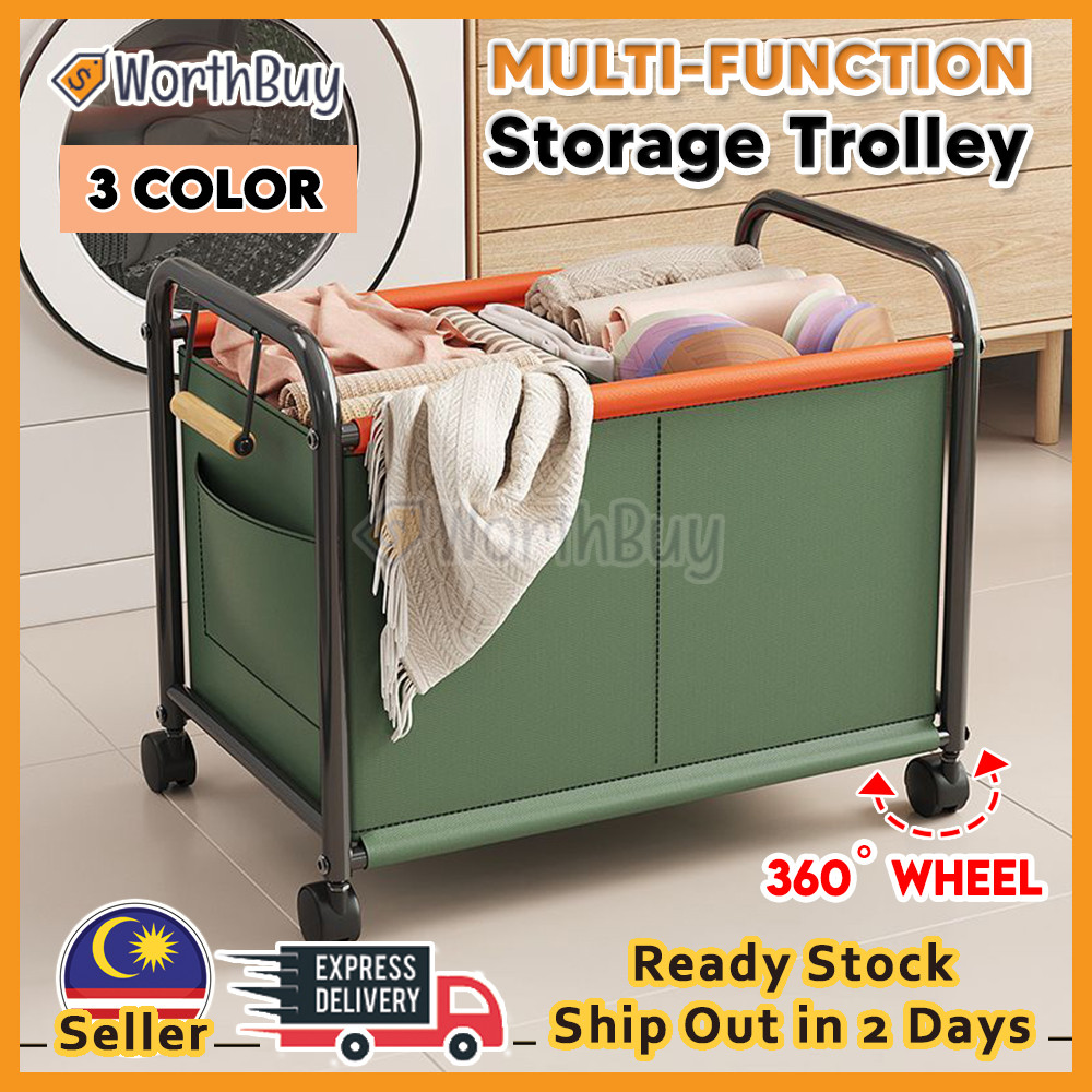[1PC] Worthbuy Large Capacity Trolley Cart Toys Storage Cart Movable ...