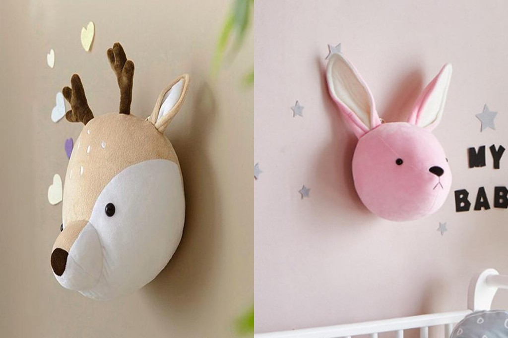 Pendant for Children Room Animal-themed Nursery Decor Soft Plush Head ...
