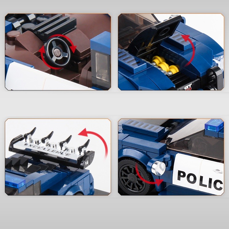 FOD Mustang Police Car Building Blocks 356 Pcs Mould King Car Bricks ...