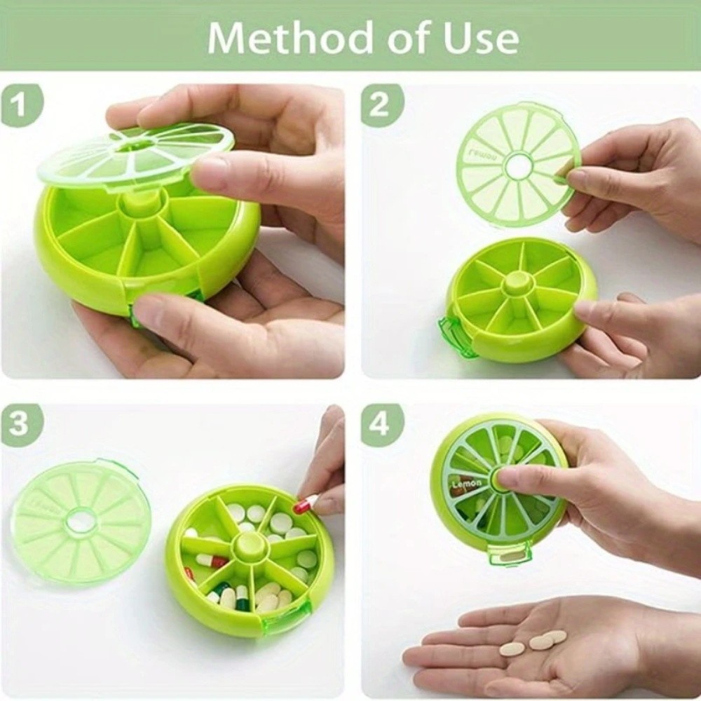 Portable 7 Days Round Rotating Fruit Push-button Medicine Box Pill ...
