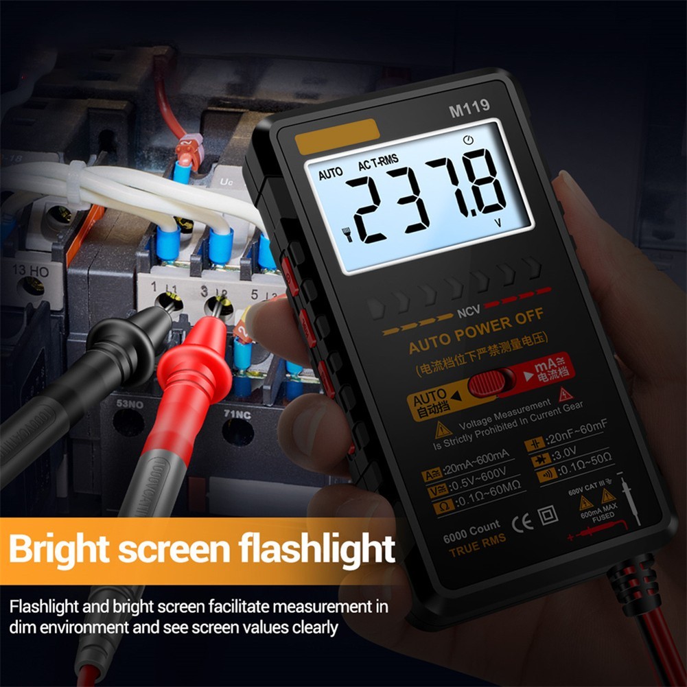 M119 Digital Multimeter 6000 Count Tester Transistor Capacitance Meter ...