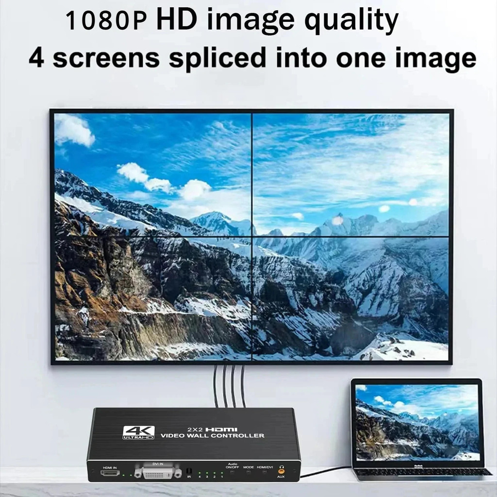 4K 2x2 HDMI Video Wall Controller 1080P Video TV Wall Processor 1x2 1x4 ...
