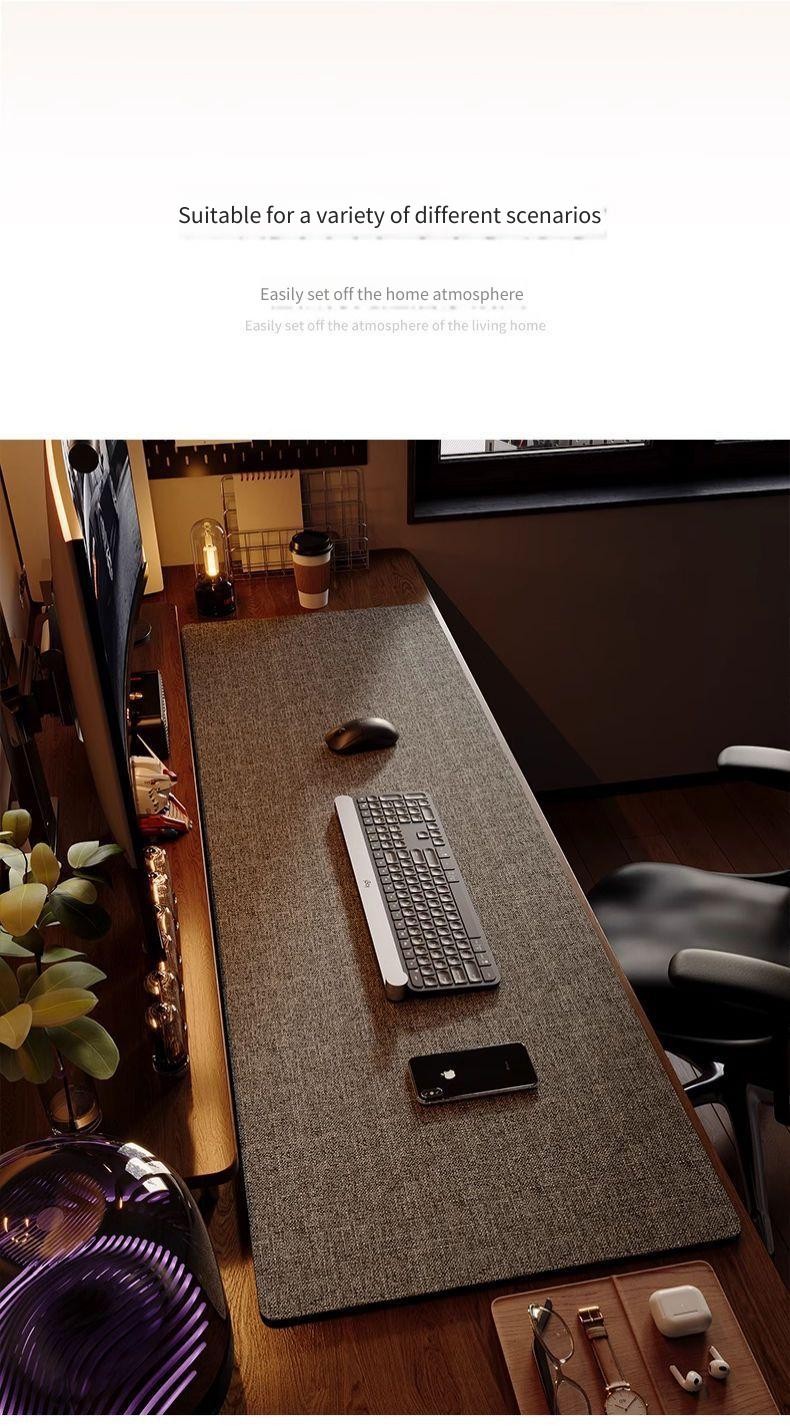 Desk Mat Computer Desk Mat Cotton and Linen Texture Leather Tablecloth ...