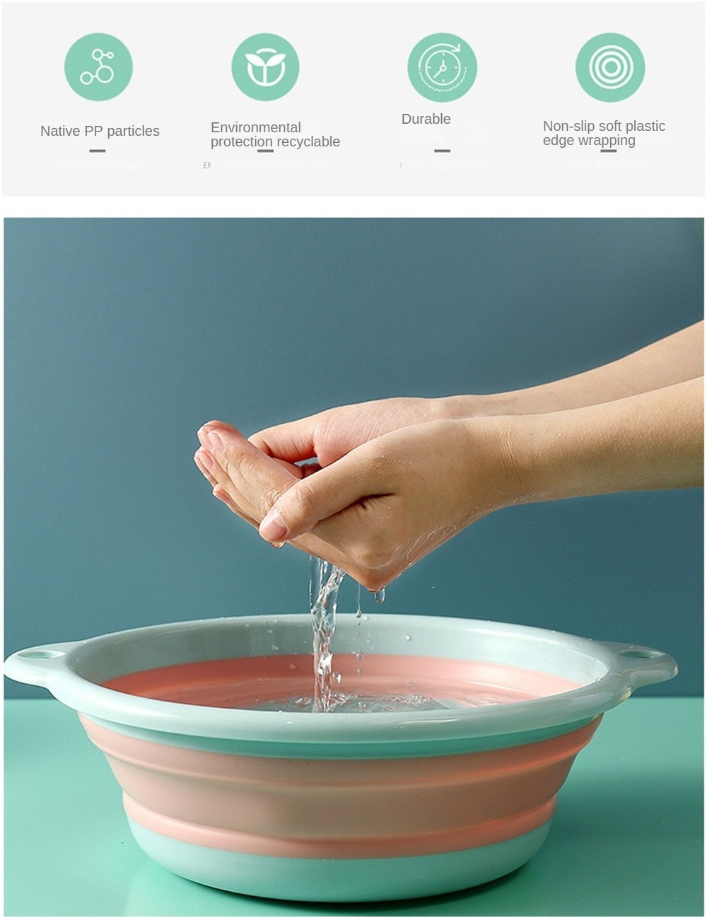 Hangable Wash Basin Foldable Bucket Space-Saving Multipurpose Collapsible Basin Laundry Travel ...