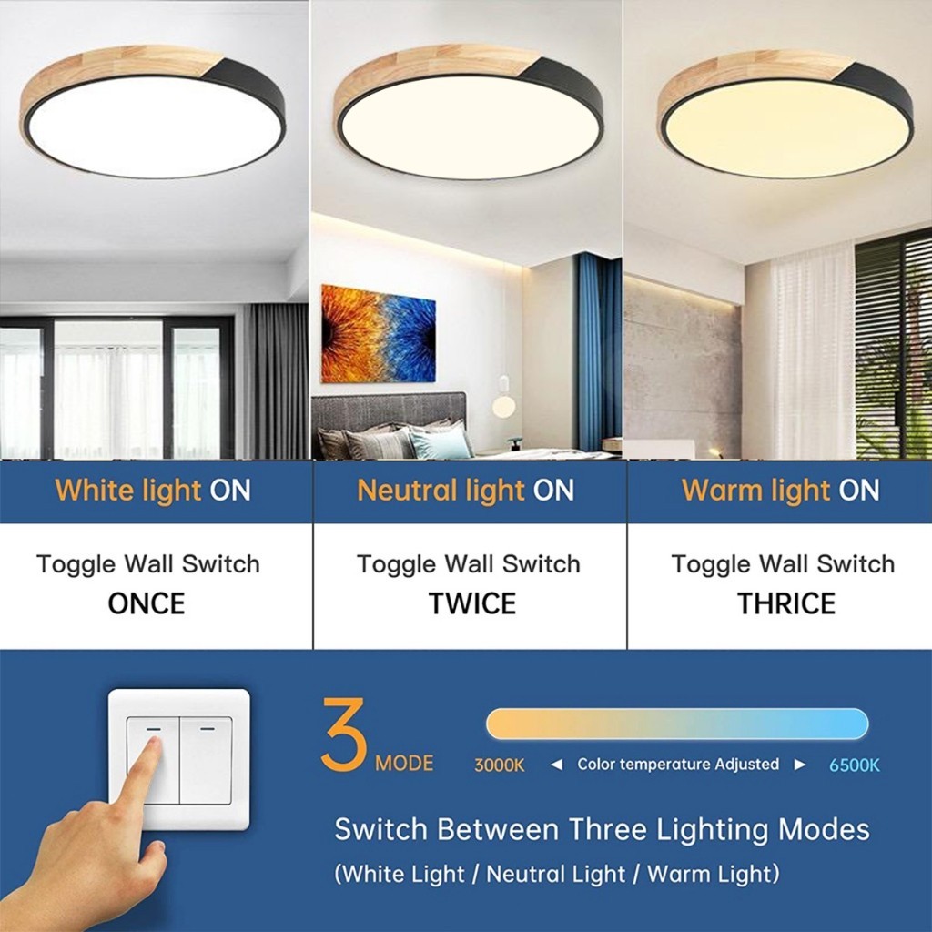 Modern Ceiling Light 220V Led Ceiling Lamp 3 Color Lampu Siling Energy ...