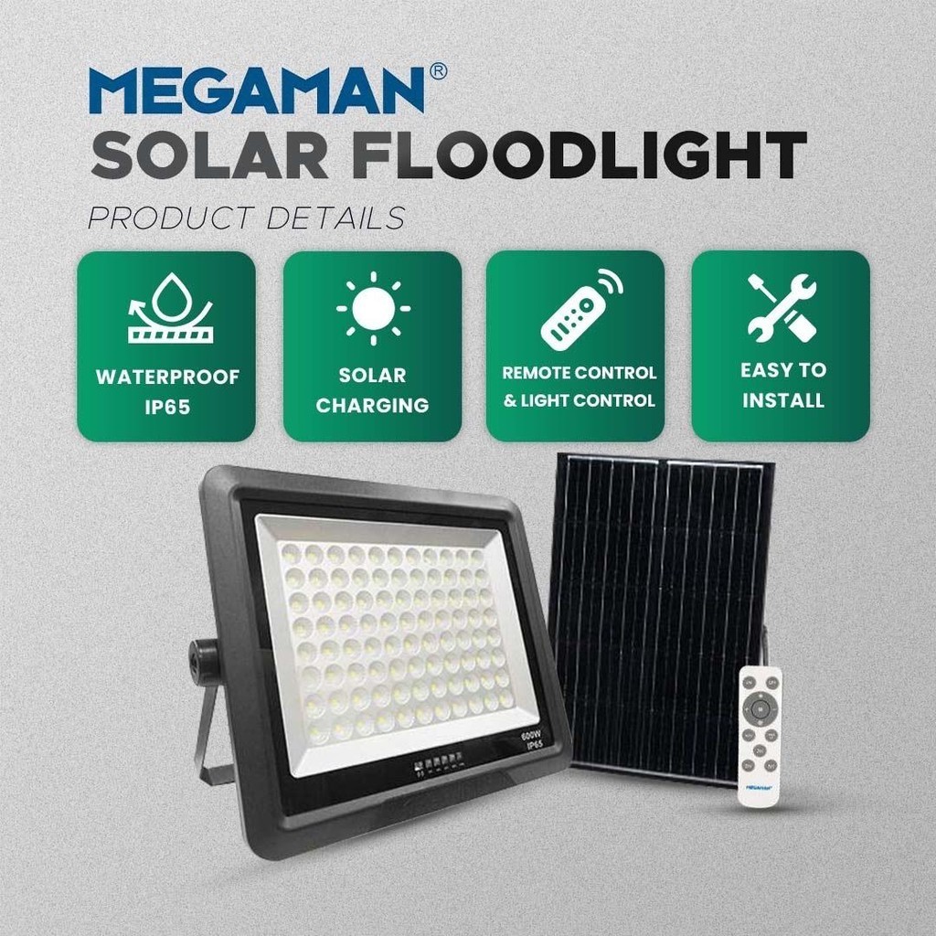 MEGAMAN 100W 200W 400W 600W SOLAR LED FLOODLIGHT IP65 OUTDOOR SOLAR ...