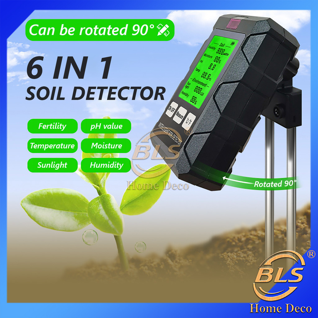 6 in 1 Soil Detector Moisture Meter Sunlight pH Fertility Humidity ...
