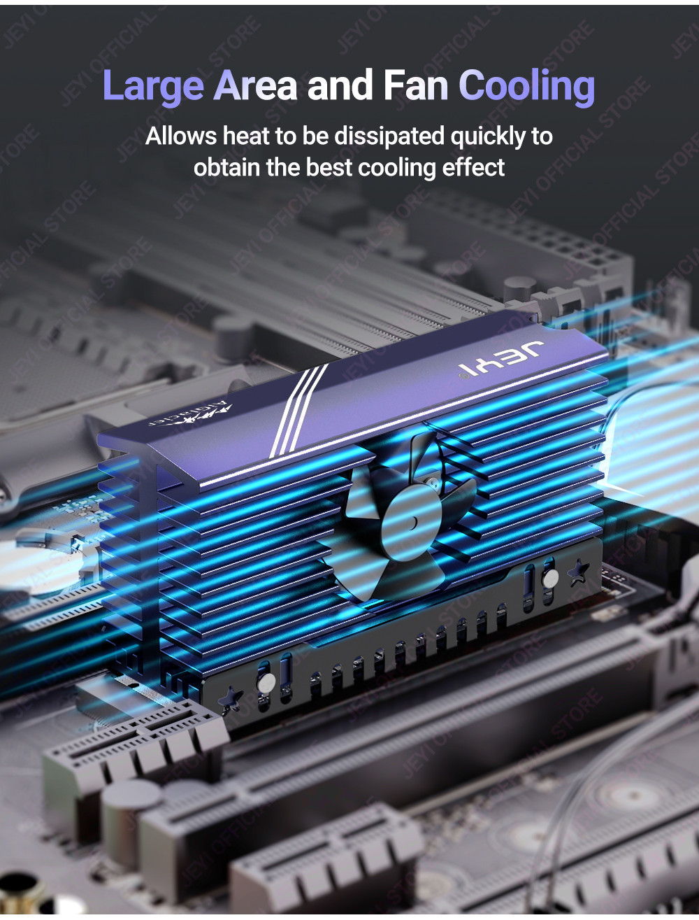 JEYI M.2 SSD Heatsink With silent fan 2280 NVME NGFF Radiator Magnesium ...