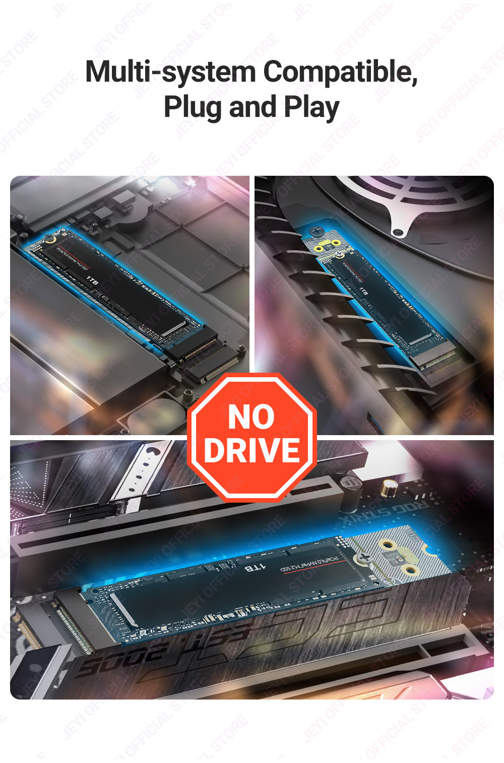 JEYI M.2 NVMe SATA Protection PCB Board Converter PCIe 4.0 Solid State ...