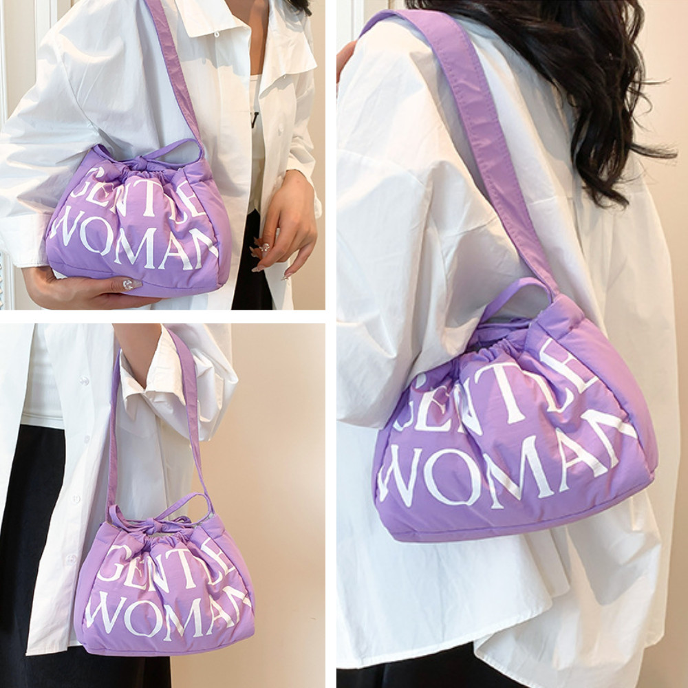 Women Dumpling Bag Casual Shoulder Bag Puffy Sling Bag Drawstring ...
