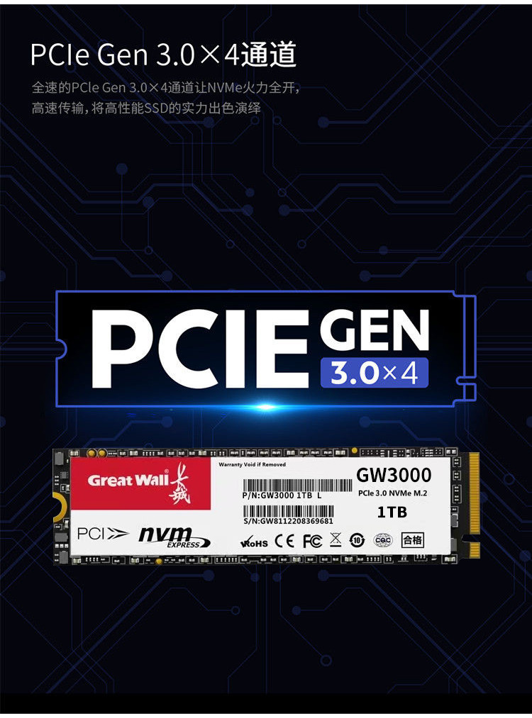 Great Wall Gw3000m2 SSD 512G Pcie3.0 Desktop Computer Laptop 1T SSD ...