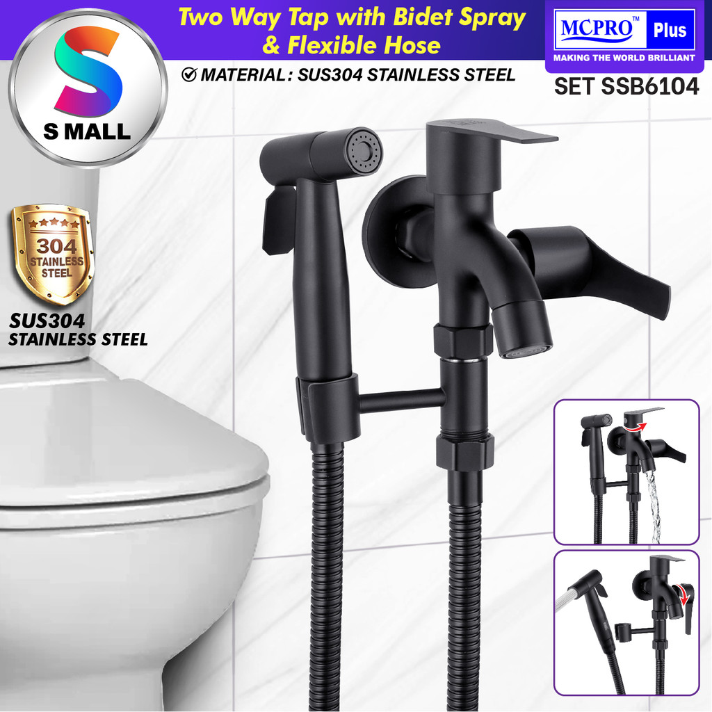 MCPRO Stainless Steel SUS304 Bathroom Faucet BLACK Two Way Tap with ...