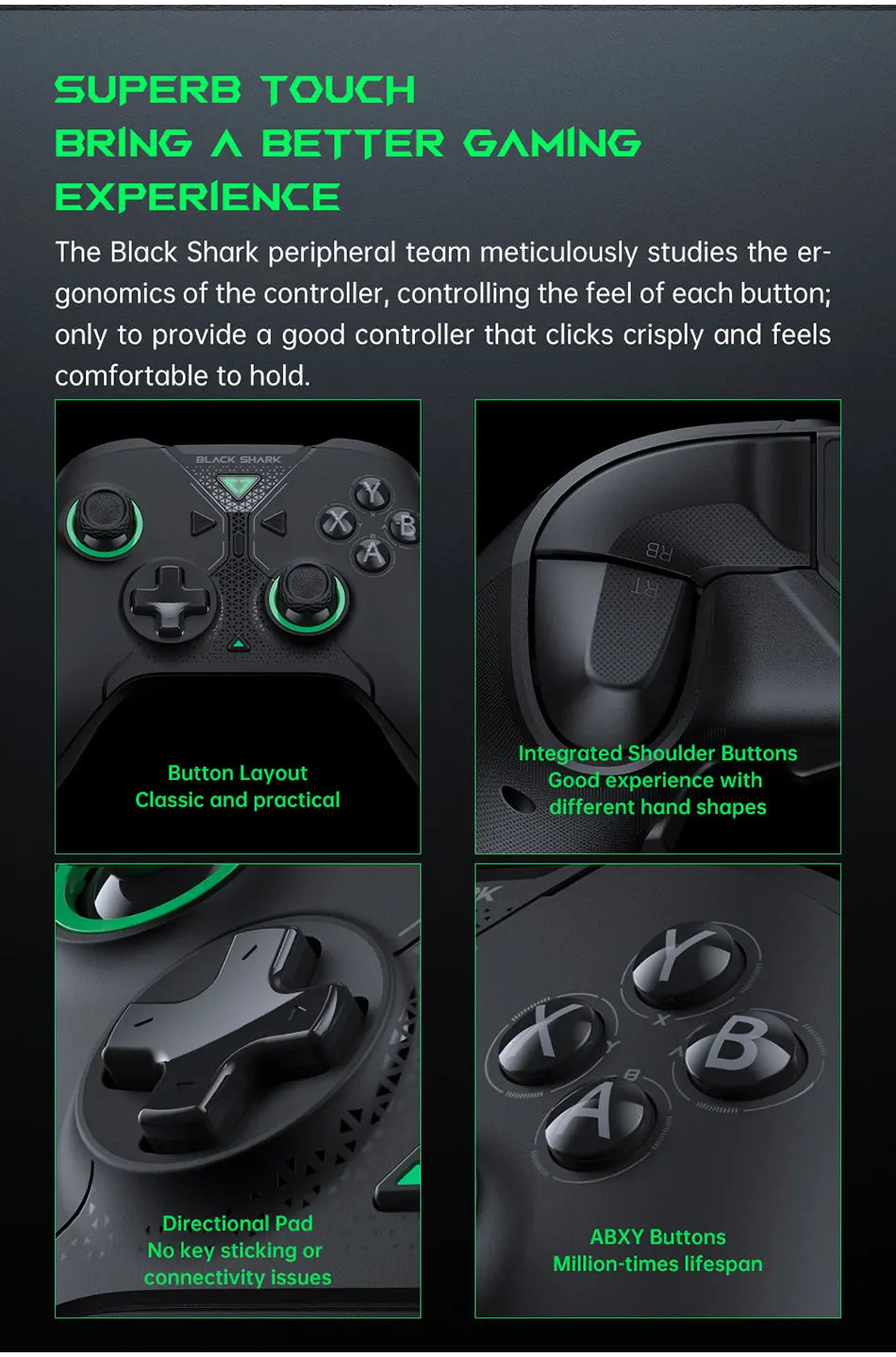 Black Shark Gamepad Wireless Controller Black Wizard Hall Magnetic ...