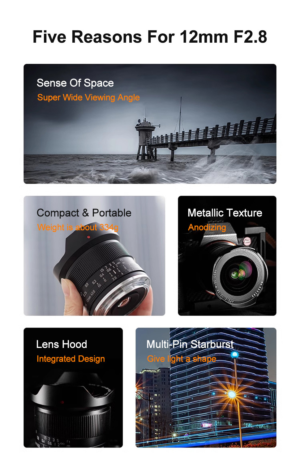 SG Image 12mm F2.8 Ultra Wide Angle Manual Prime Lens for Sony E Canon R EOSR L Fuji X Canon EOS ...