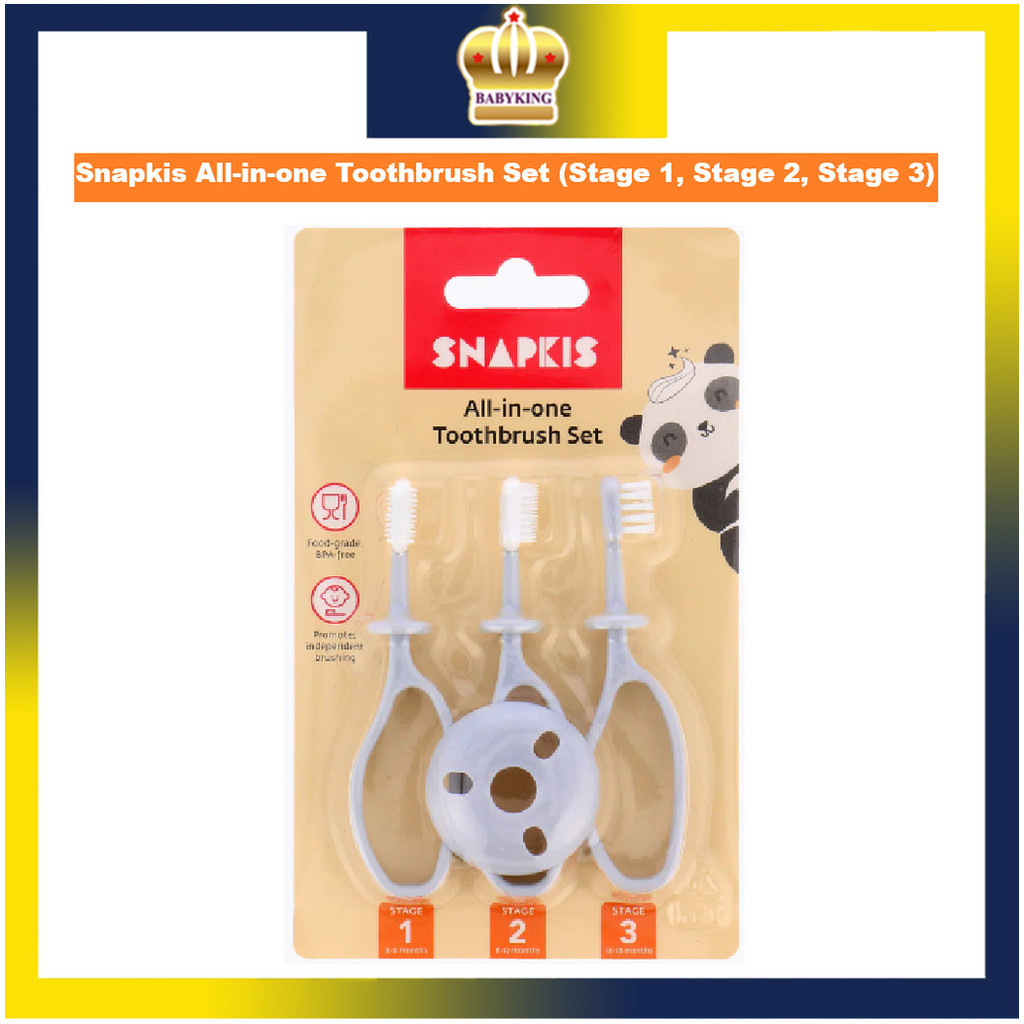 Original Snapkis All-In-One Toothbrush Set 6m+ White BPA Free Baby 3 ...