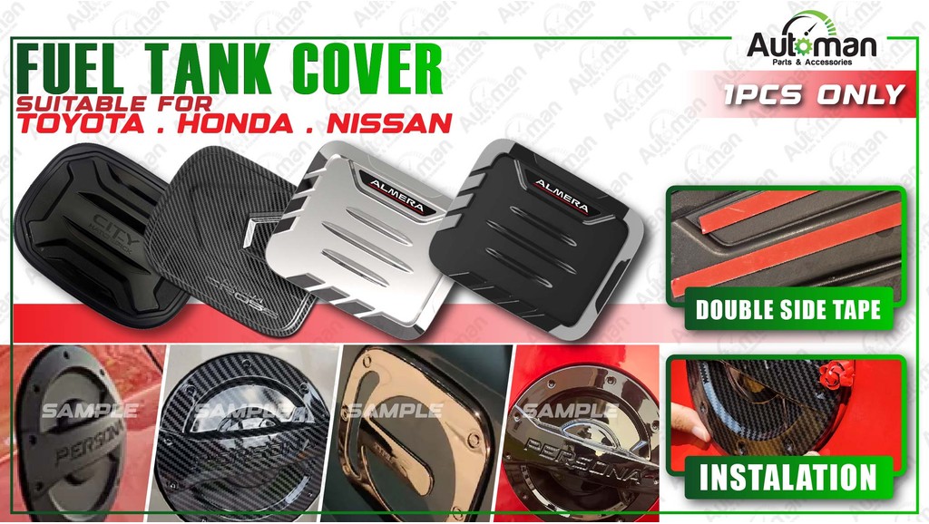 Car Fuel Tank Cover Carbon Shining Matt Black Chrome HONDA Civic TOYOTA ...
