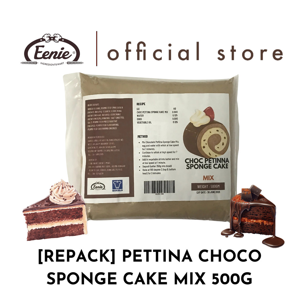 [REPACK] BAKELS PETTINA CHOCOLATE SPONGE CAKE MIX 500G | HALAL | Shopee ...
