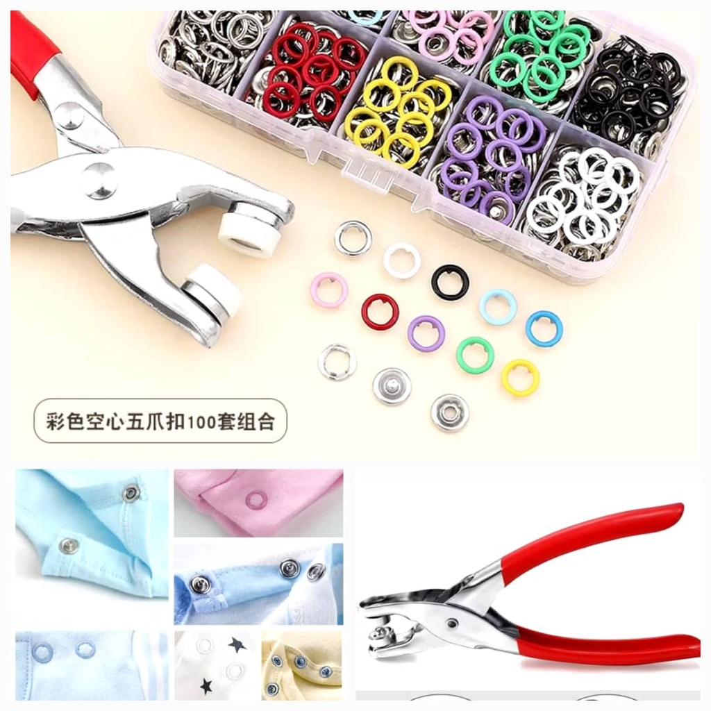 100 Sets Metal Snap Button Set Colorful Hollow Five-Claw Buckle ...