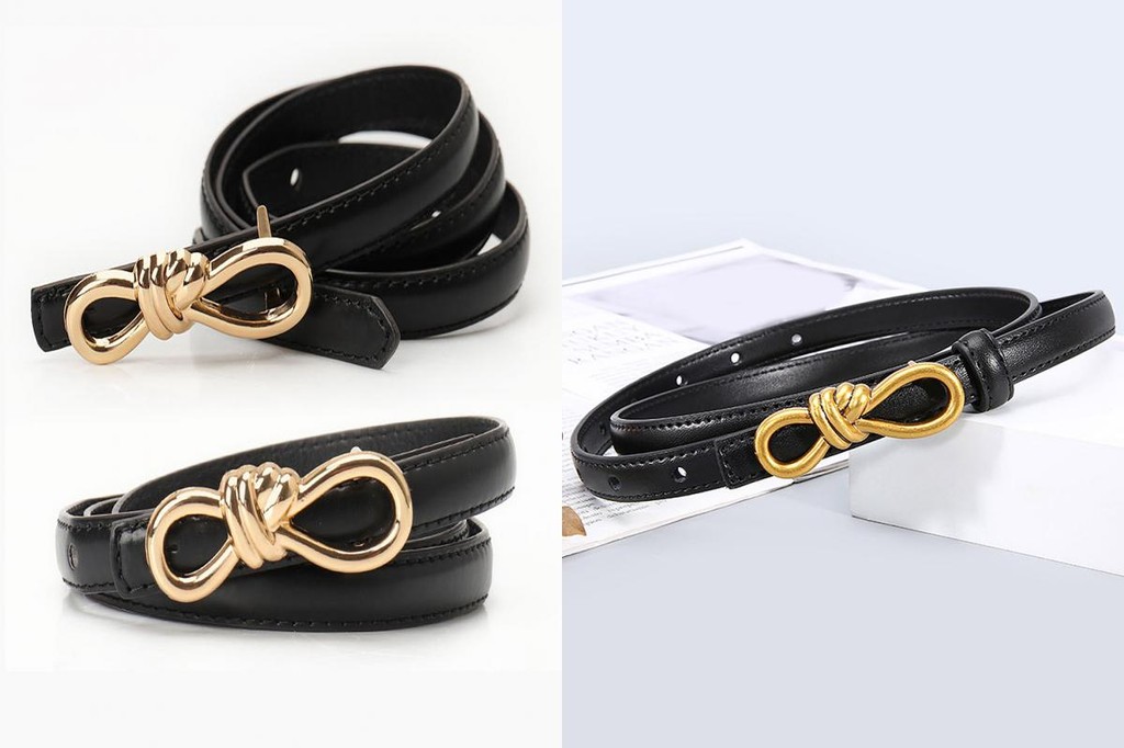 rantiny Bow-shaped Button Belt Fine Workmanship Belt Stylish Imitation ...