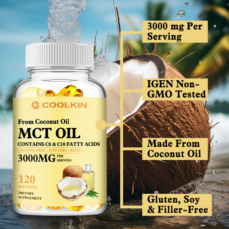 COOLKIN MCT OIL with C8 and C10 Fatty Acids, 3000 mg for Brain Health ...