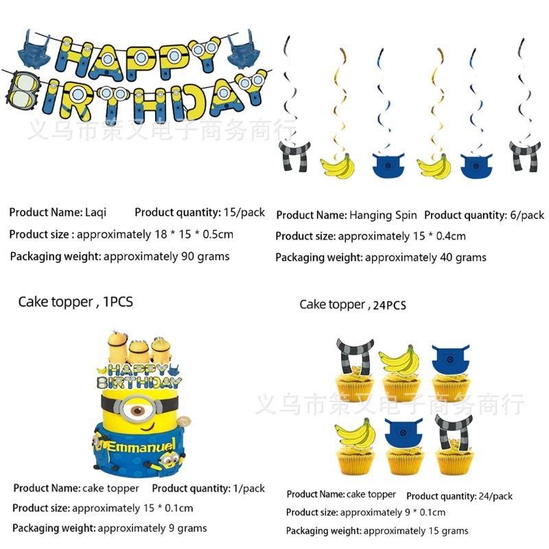 New Cute Minions Cartoon Theme Party Tableware Despicable Me Anime ...