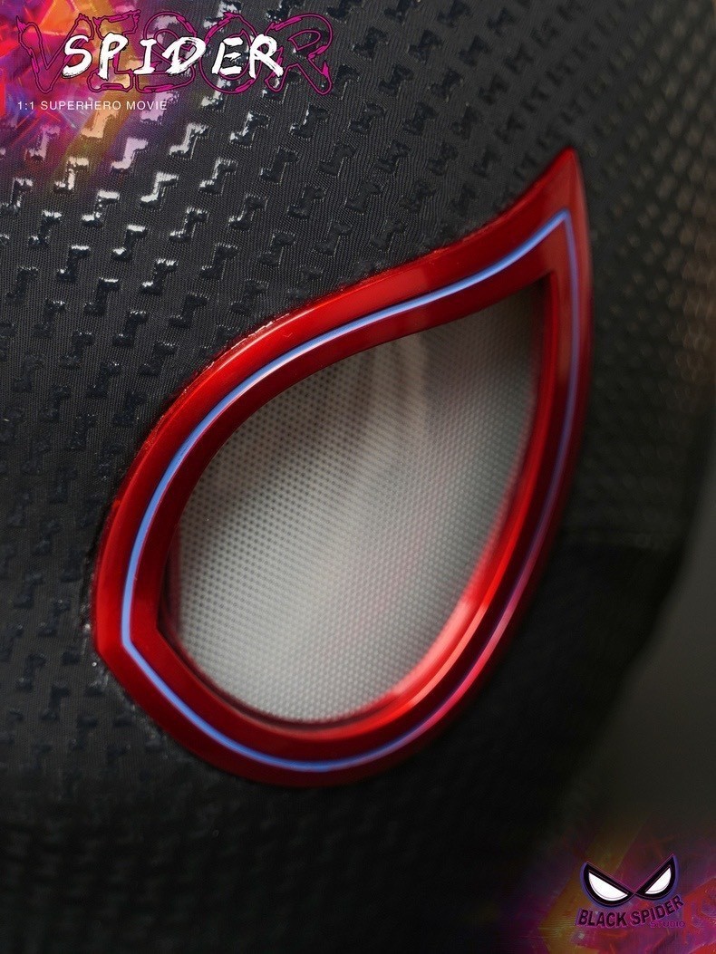 Miles Spider Man Headset with Movable Eyes Glowing Electric Blink Mask ...
