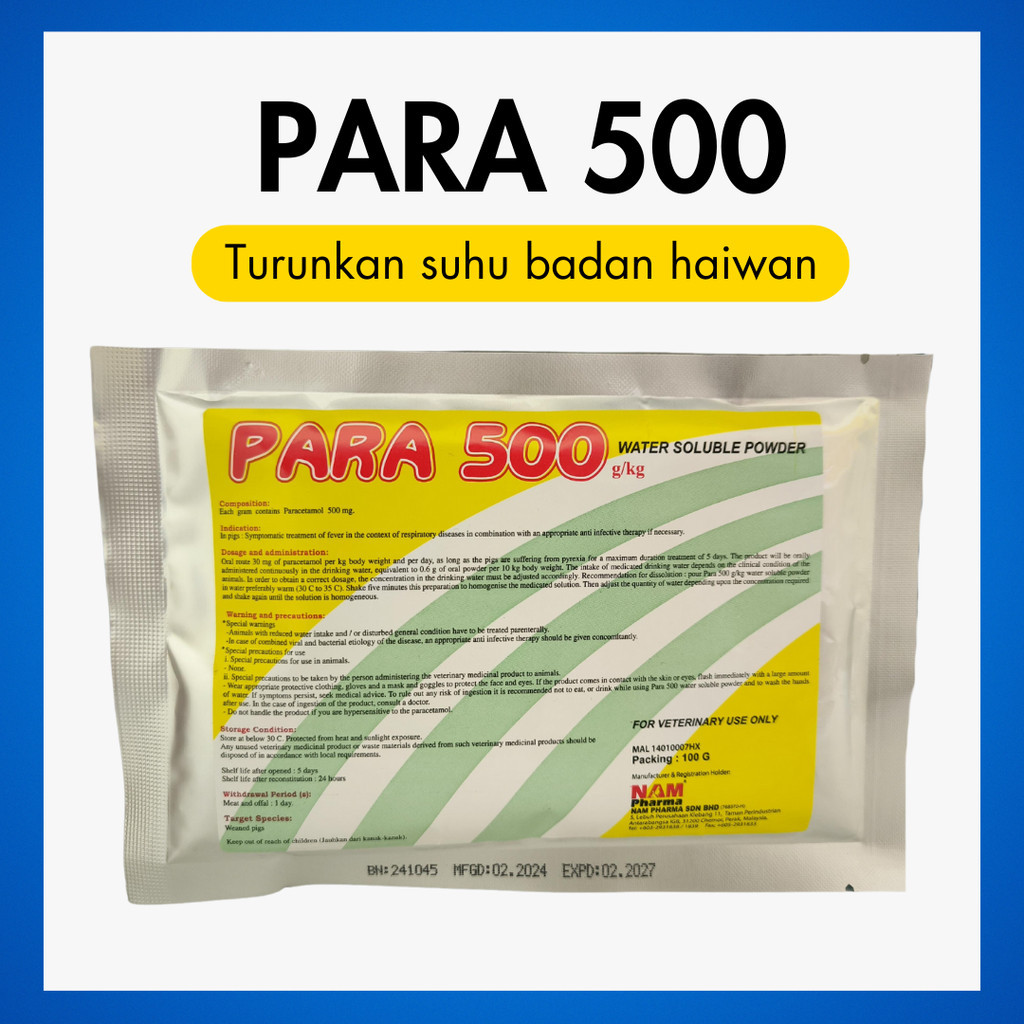 [500g] PARA 500 Serbuk Masalah Demam Haiwan Ternakan - Untuk Demam pada ...