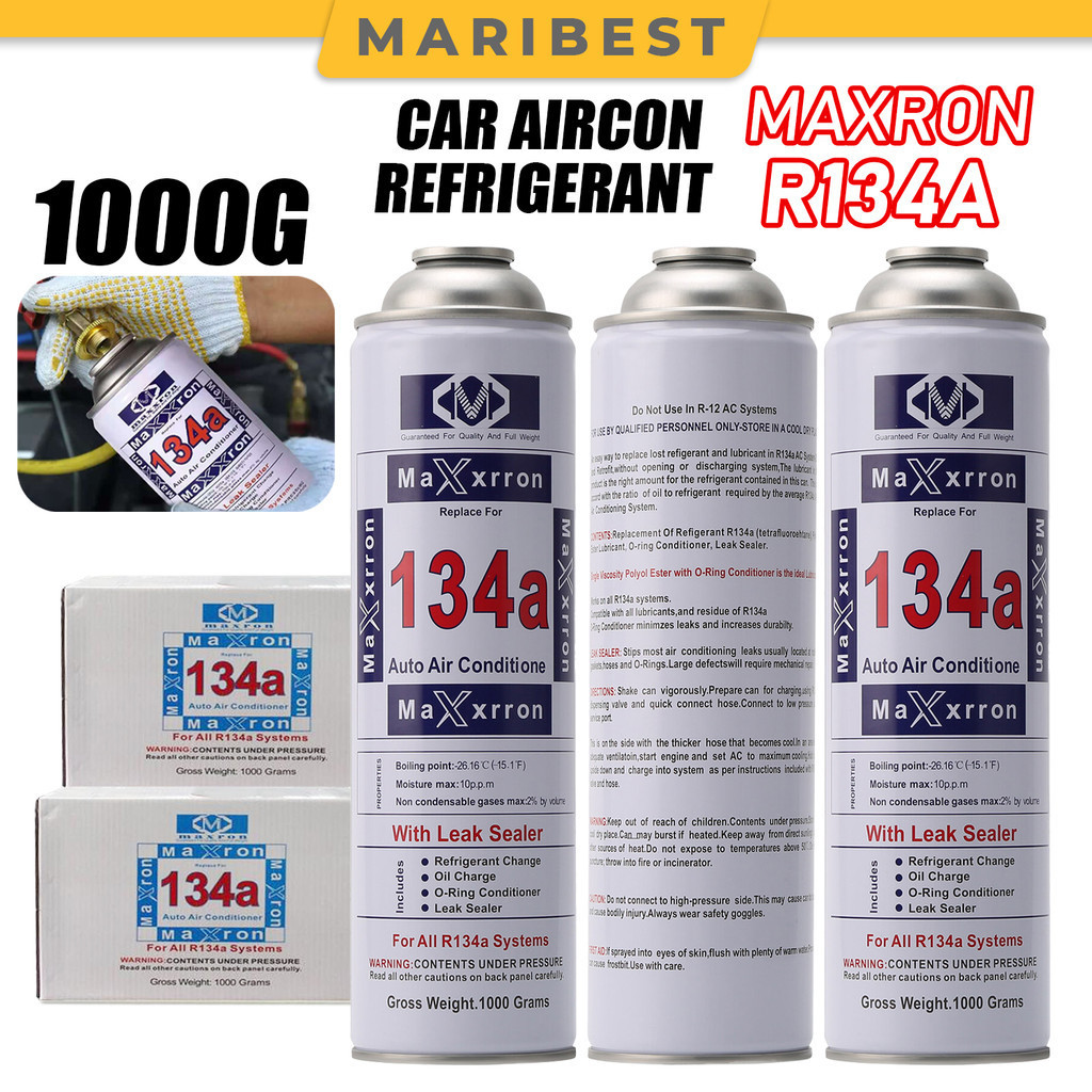 MAXRON 1000g R-134A Gas Car Air Conditioning Refrigerant Gas Aircond ...