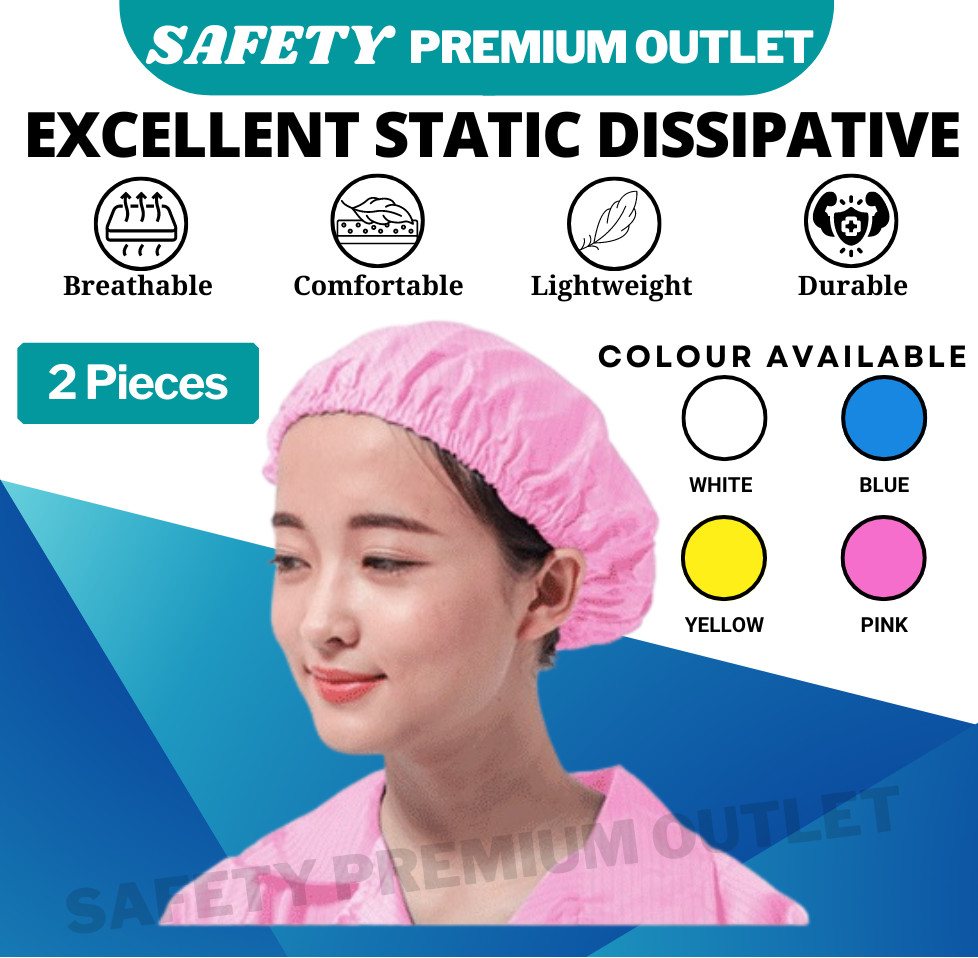 [ORIGINAL] ESD Cap Cleanroom Cap X 2Pcs - White, Blue 防静电帽 Antistatic ...