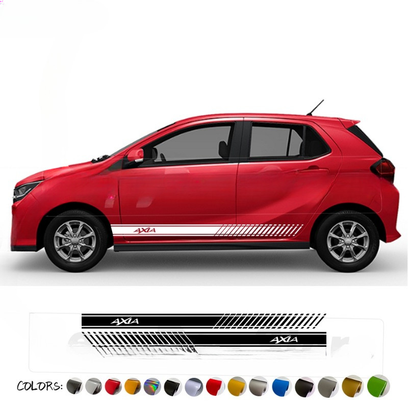 ZR For 2Pcs Car Door Side Skirt Stickers for Perodua Axia 2014-2023 ...