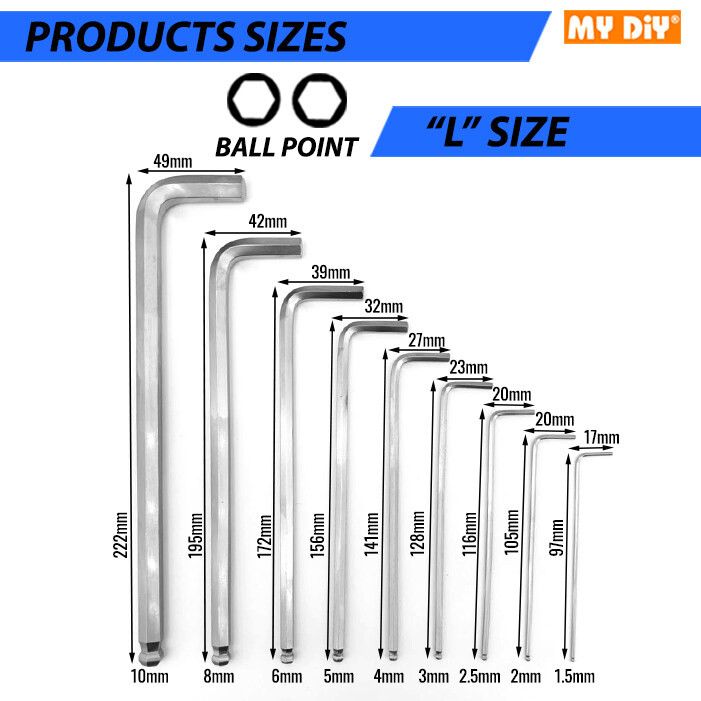 MYDIYHOMEDEPOT - 9PCS ALLEN KEY SET BALL POINT ALLEN KEY TORX STAR ...