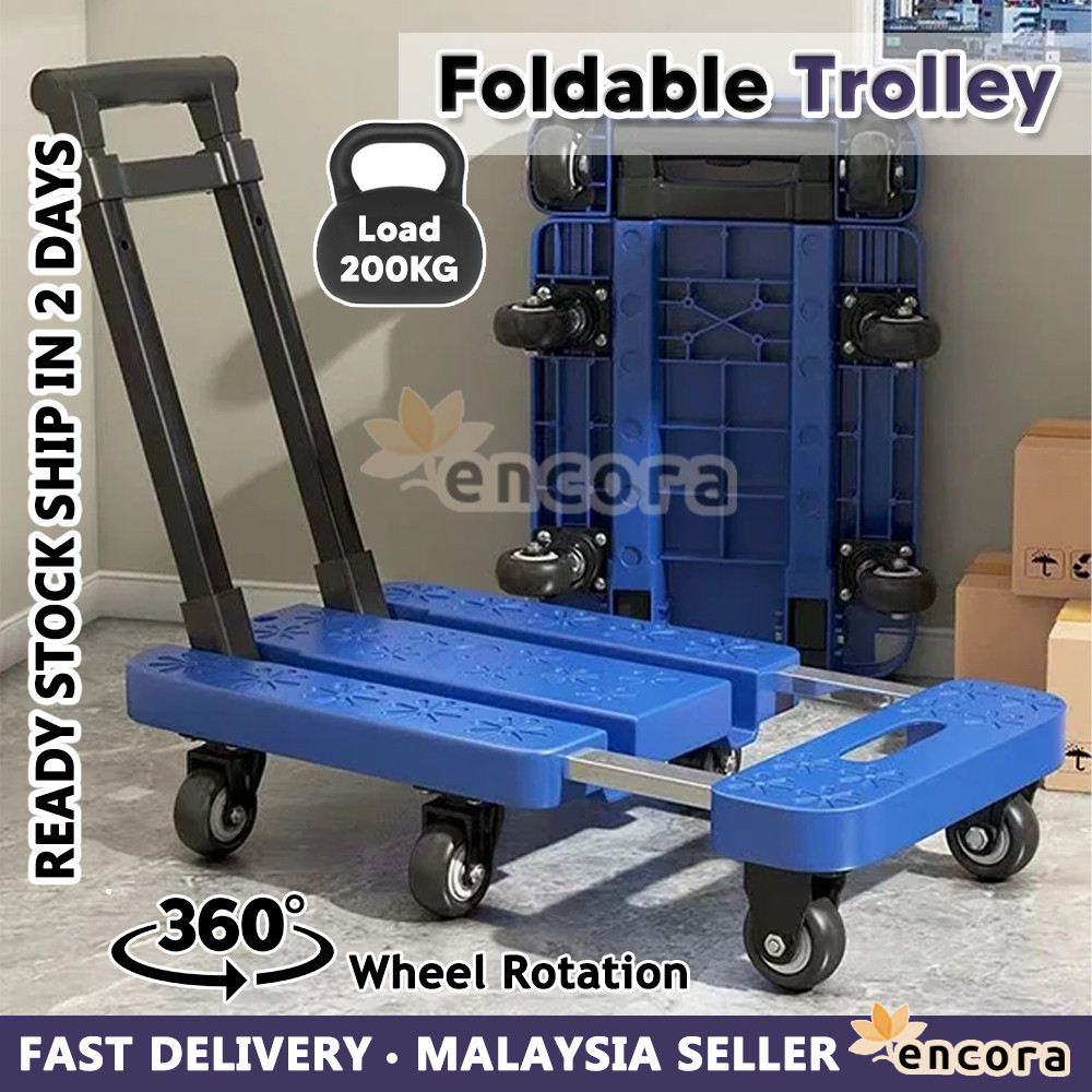 [200KG] Encora Foldable Heavy Duty Trolley Hand Truck Troli Berlipat ...