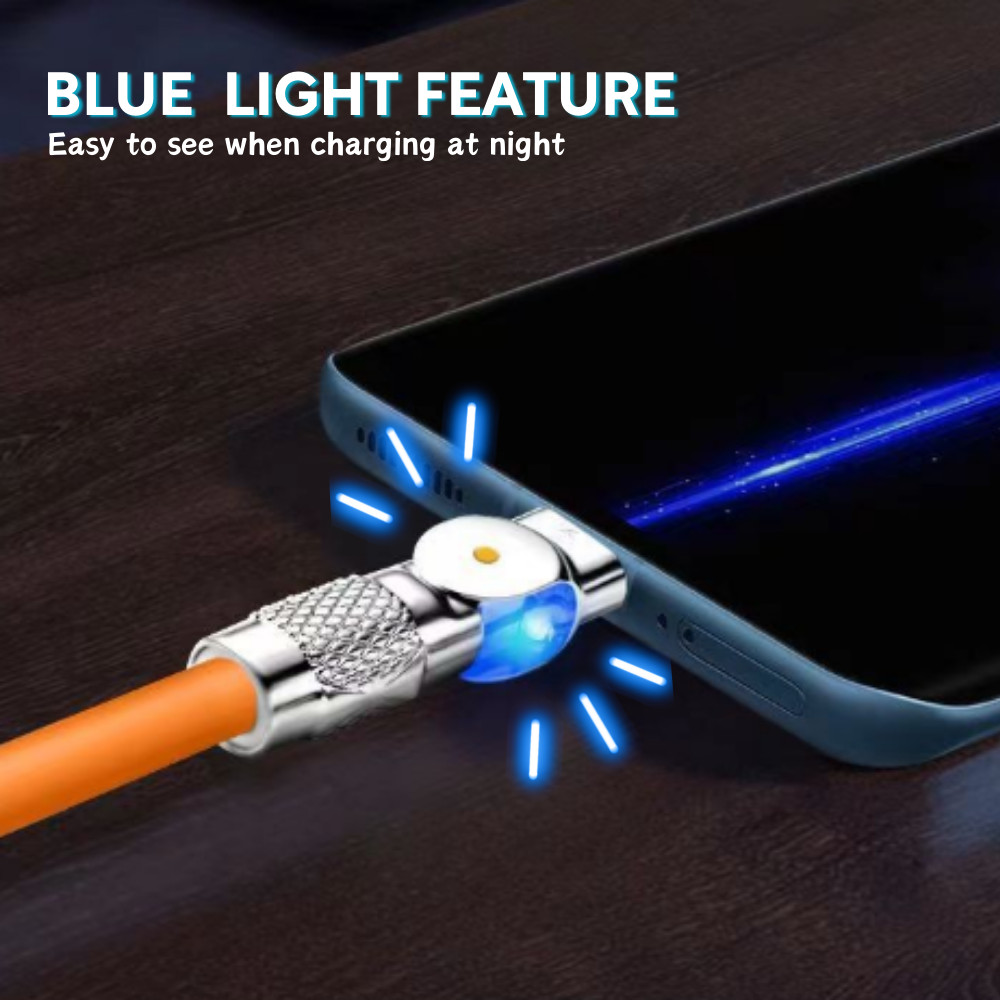 180° Rotate Silicone USB Cable 120W Fast Charging USB Type A to Type C ...