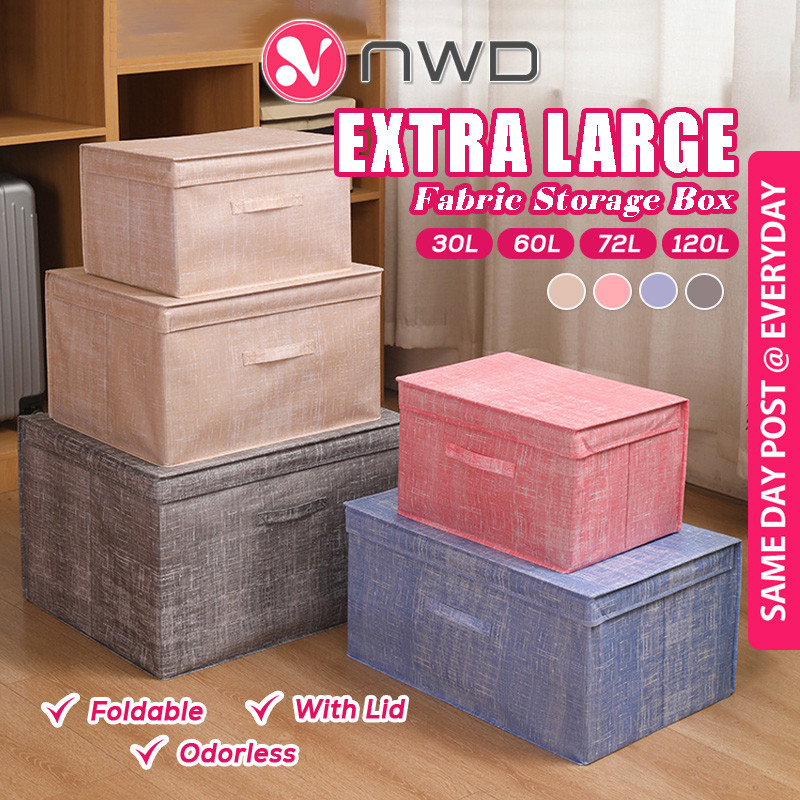 𝗔𝗠𝗣𝗟𝗘 𝗦𝗣𝗔𝗖𝗘 》Foldable Non Woven Linen Storage Box Toy Blanket Clothes ...