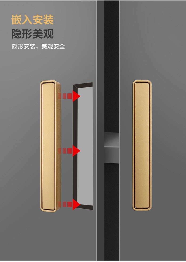 Modern Minimalist Cabinet Handle Zinc Alloy Drawer Handle Gold Built In ...