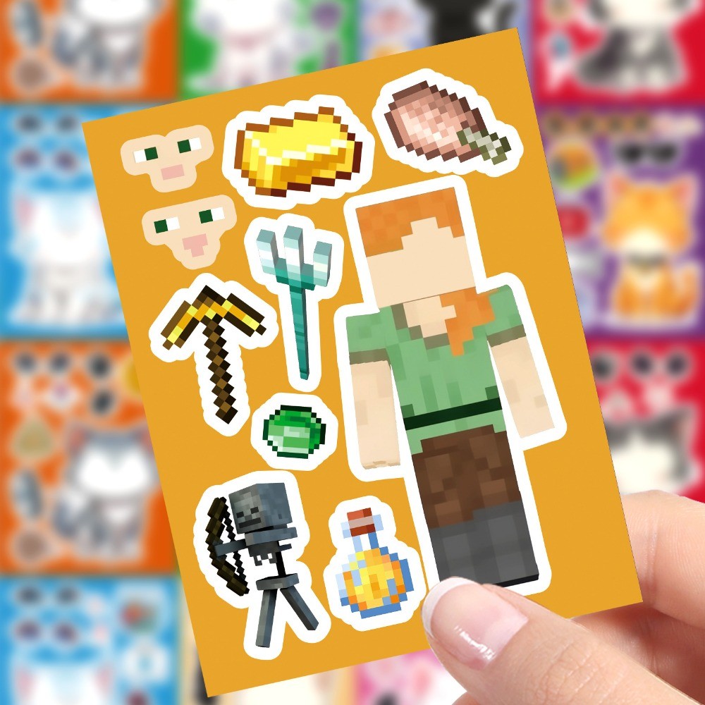 8pcs New Minecraft Pixel Stickers for Children's Puzzle DIY Water Cup ...