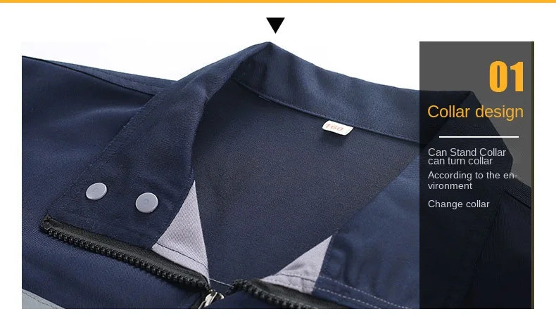 Mens Factory Work Shirt Uniform Long Sleeve Turn-down Collar Workwear ...