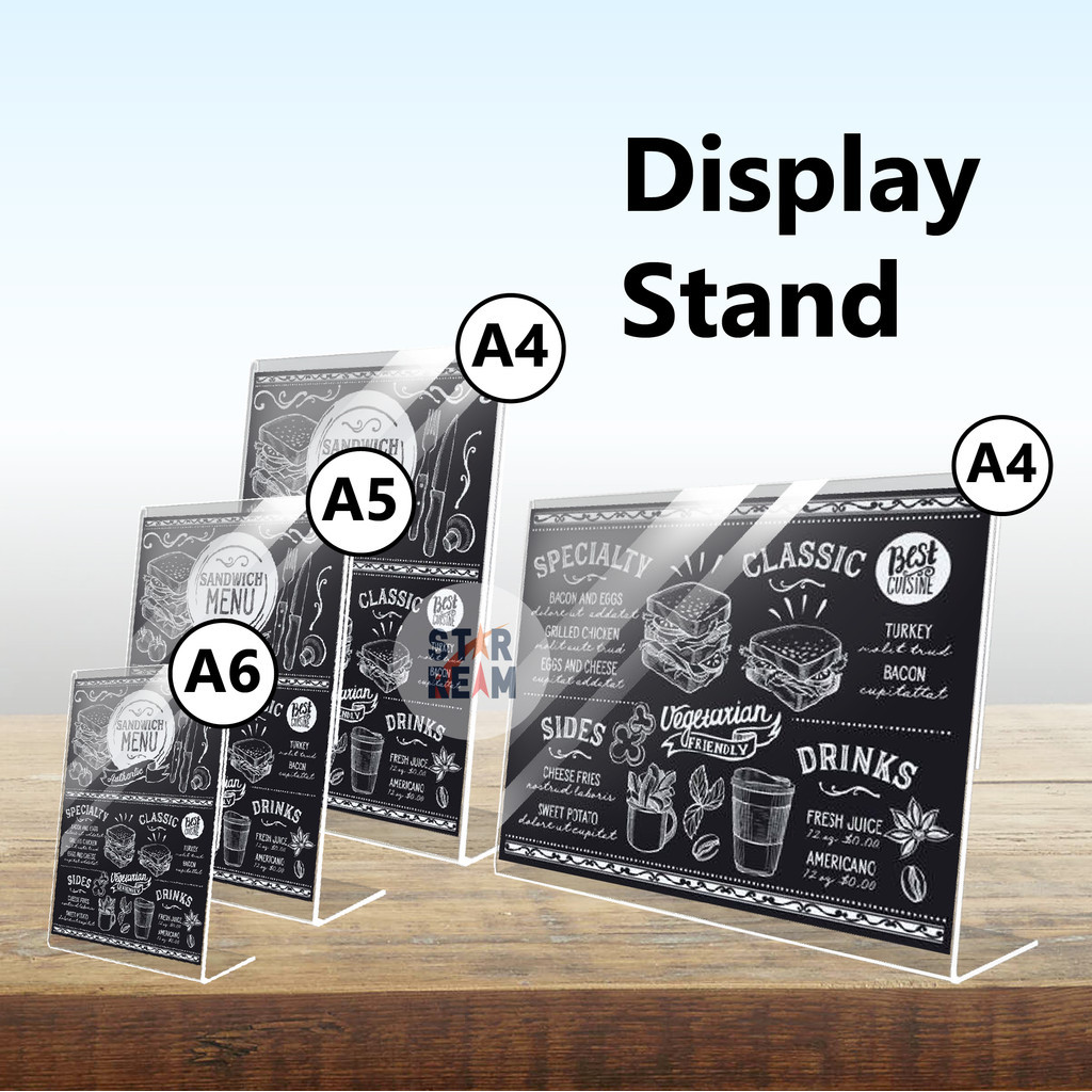 [Pos Fast] L-Shape Acrylic Display Stand A4/A5/A6 | Card Stand/ Akrilik ...