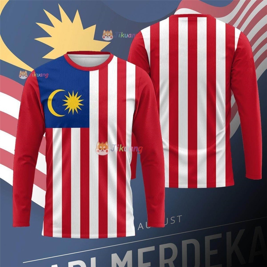 Baju Merdeka Corak Long Sleeve Dewasa 67 Tahun 2025 Jersey Sublimation ...