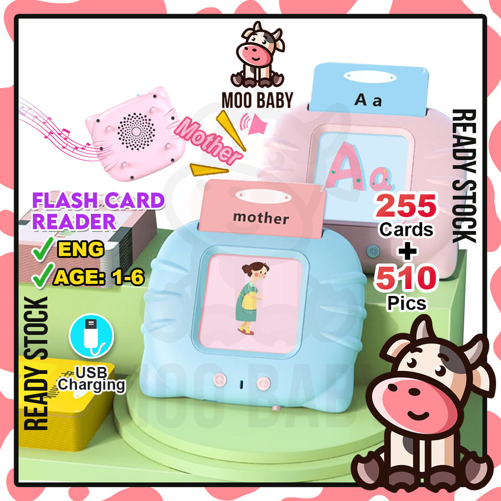 Moo Baby Flash Card Reader Educational Toys for Kids Flash Card for Kid ...