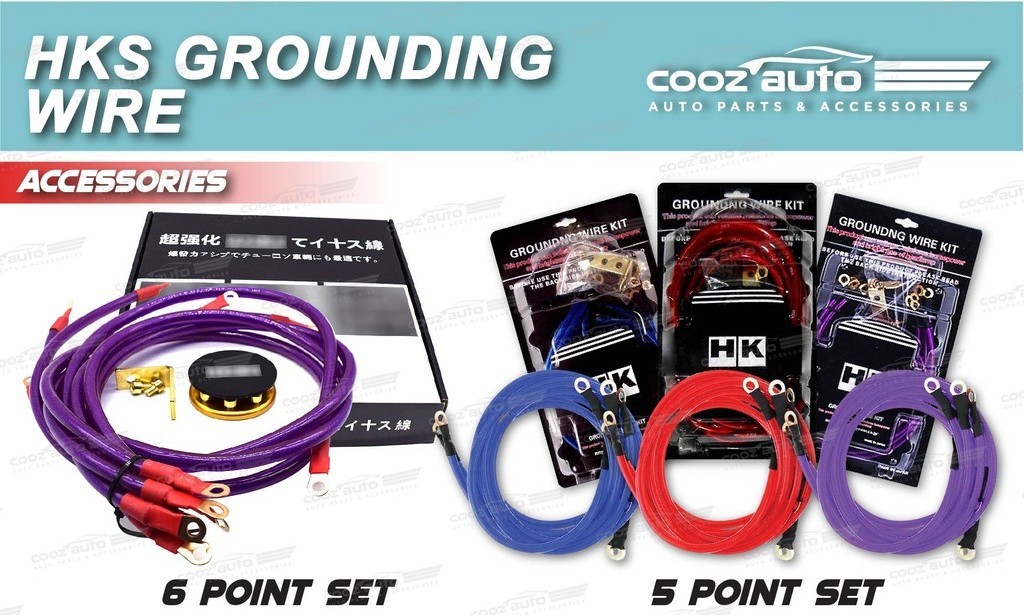 Universal Car HKS GROUNDING WIRE KIT EARTH CABLE Battery Grounding Wire ...