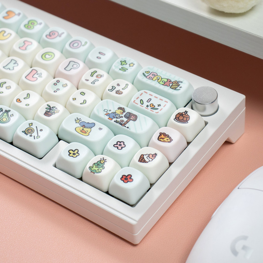 134Keys MOA Farmer Duck Keycaps PBT Cute Cartoon Round Keycaps set for ...