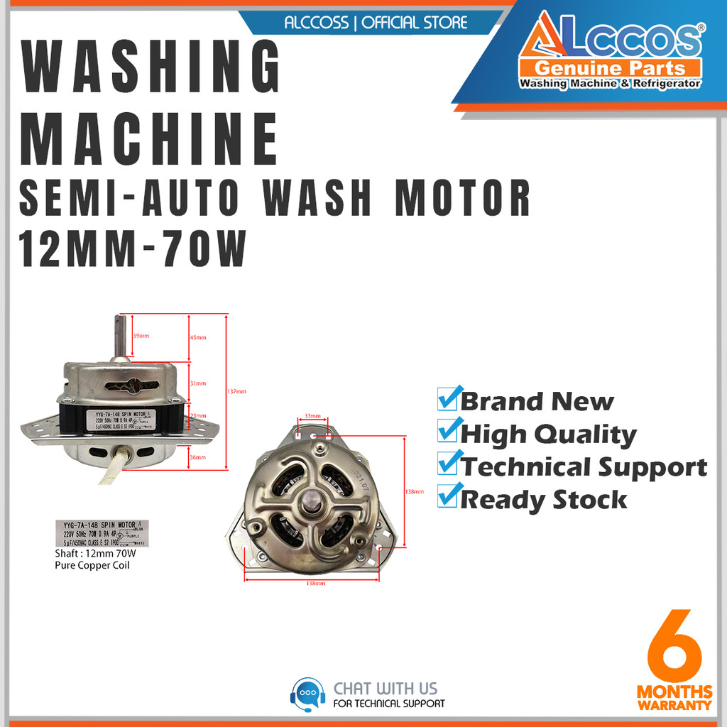 100% PURE COPPER KHIND/SHARP WASHING MACHINE SEMI AUTO SPIN MOTOR-70W ...