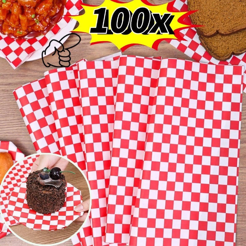 100Pcs Multipurpose Disposable Square Hamburger Bread Oil-Proof Packing ...