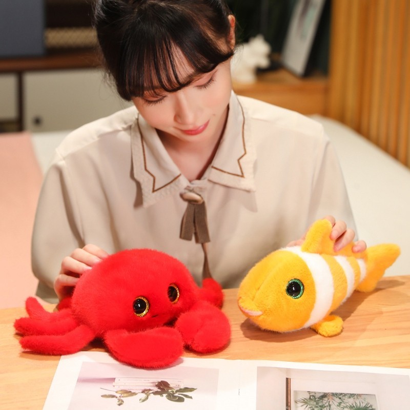 Cute Ocean Animal Plush Toys Orca Shark Octopus Sea Turtle Clownfish ...