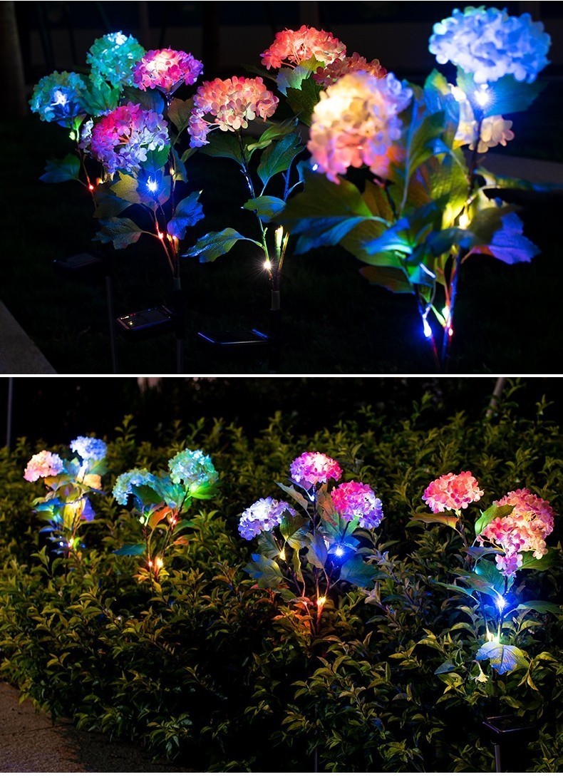 Hydrangea LED Solar Flower Lights Outdoor Waterproof Decoration ...