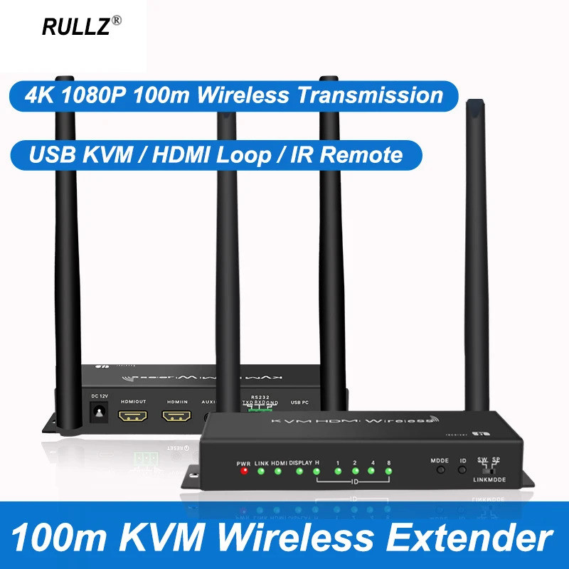 4K Loop 1080p HDMI KVM Wireless Extender Dual Antenna IR Video ...