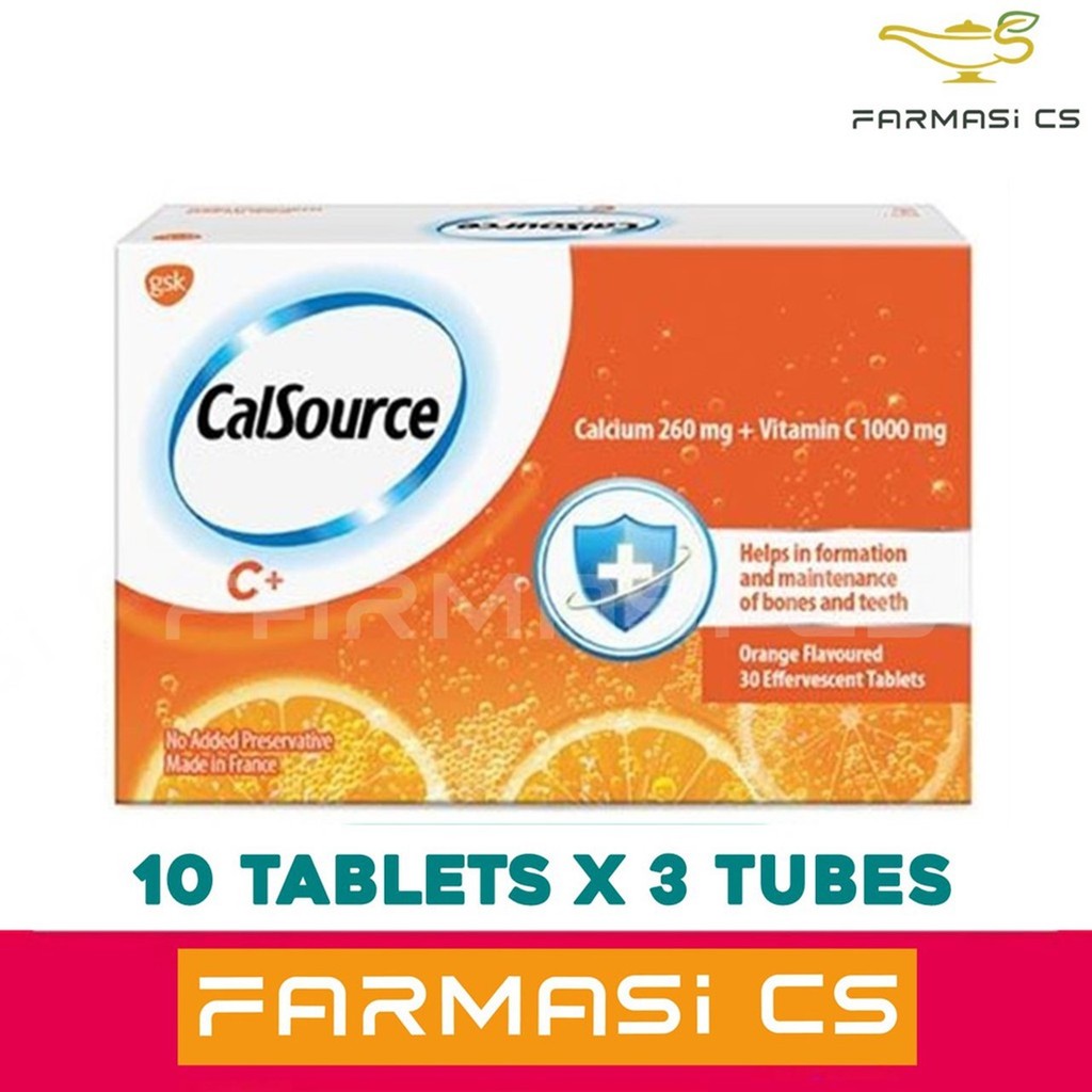 CalSource Vitamin C + Calcium 10 Tablets x 3 Tubes [TRIPLE] EXP:03/2025 ...
