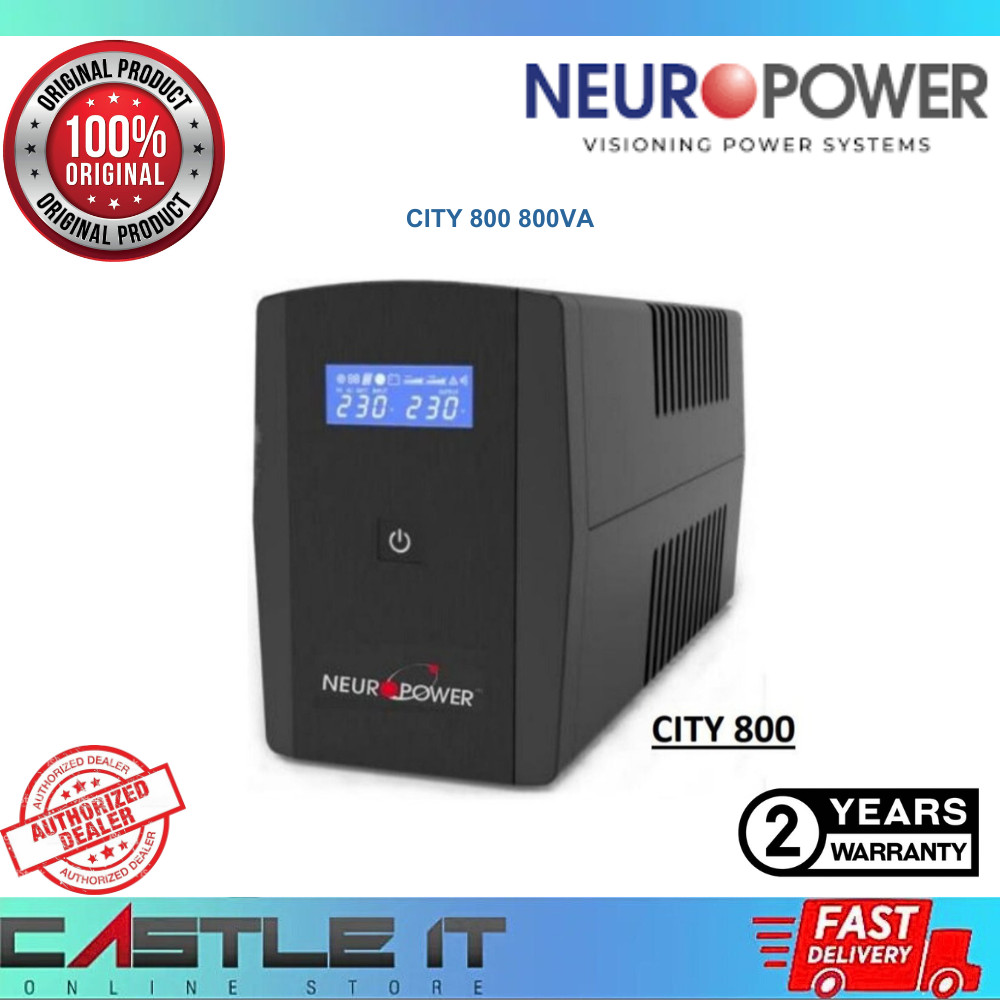 Neuropower City 800 800VA Line 2 Plug 2 USB-A UPS Backup Battery ...