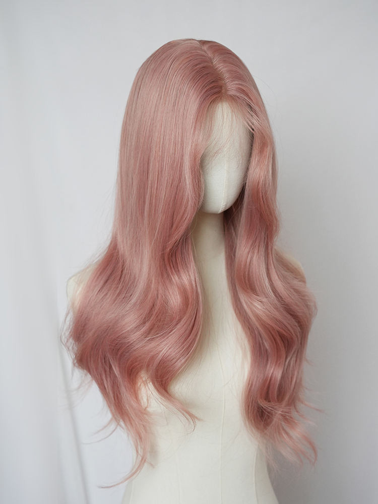 Pink Hand Hooked Lace Wig Cos Wu Huila Full Head Cover Female Middle ...